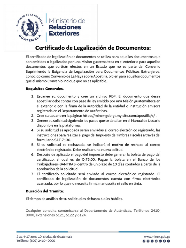 Certificado de Legalizacion de Documentos | PDF