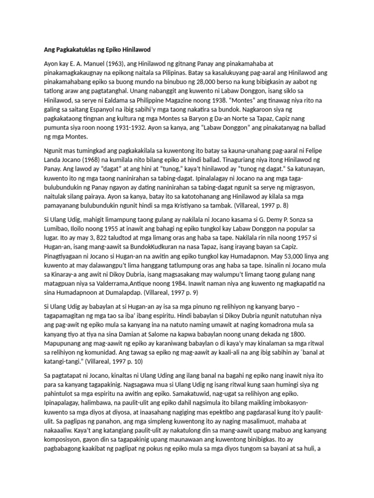 Ang Pagkakatuklas NG Epiko Hinilawod | PDF