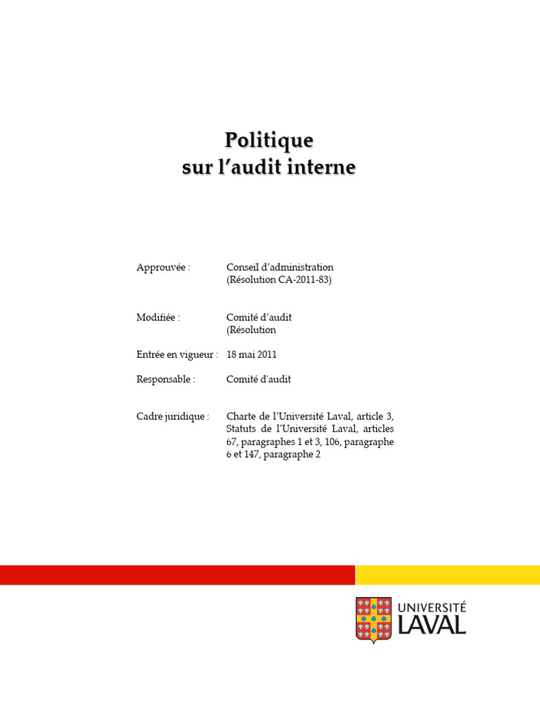 Politique - Audit - Interne - Mai - 2011 | PDF