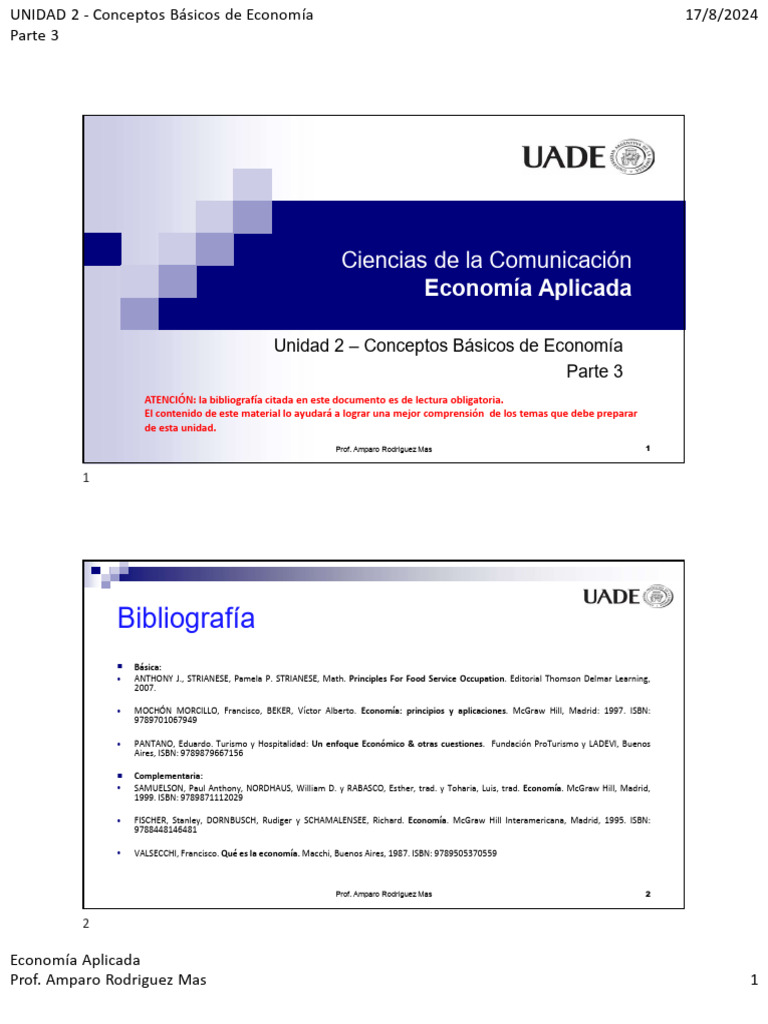 Unidad 02 - Conceptos Básicos de Economía - PARTE 3 - OfERTA y Econom. Circular | PDF