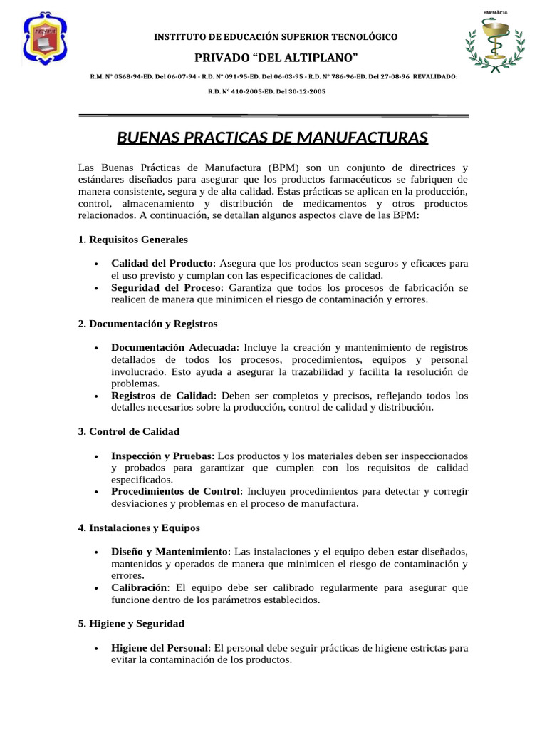 Buenas Practicas de Manufacturas | PDF