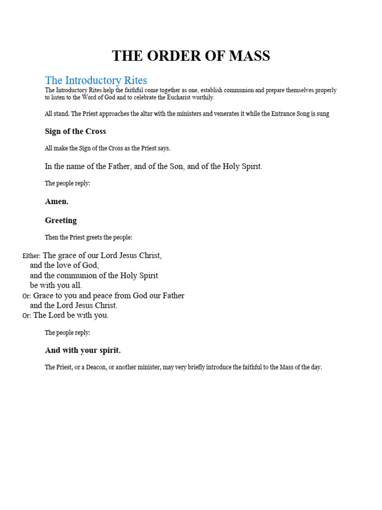 THE ORDER OF MASS (2) | PDF