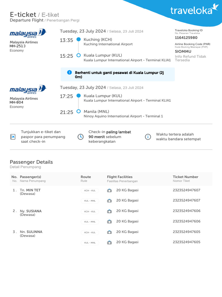 Friesca Cung-KCH-5IOMMU-MNL-FLIGHT - ORIGINATING-1 | PDF