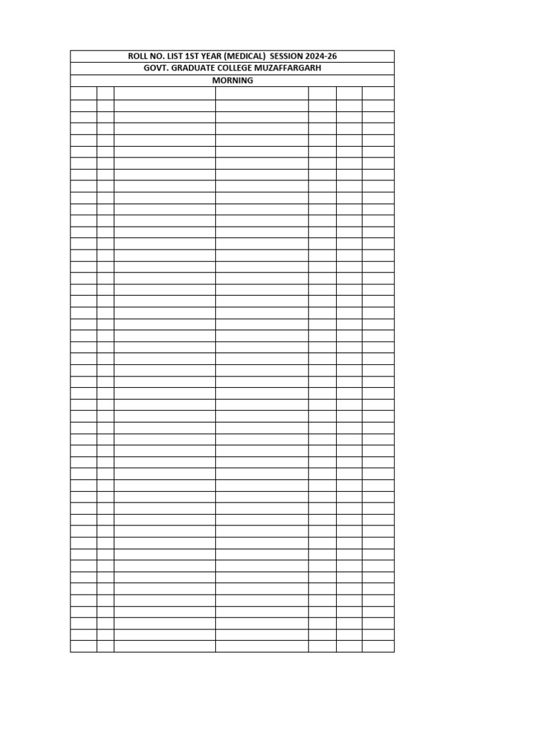 First Year Medical Morning Roll Nos All Sections Morning 2024-26 | PDF
