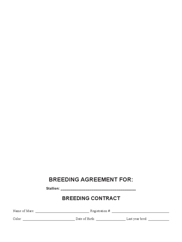 Breeding Agreement | PDF | Horse Breeding | Mare