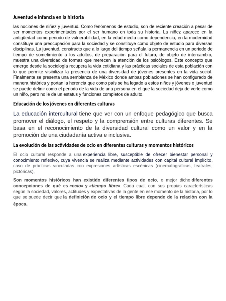 Juventud E Infancia En La Historia Pdf