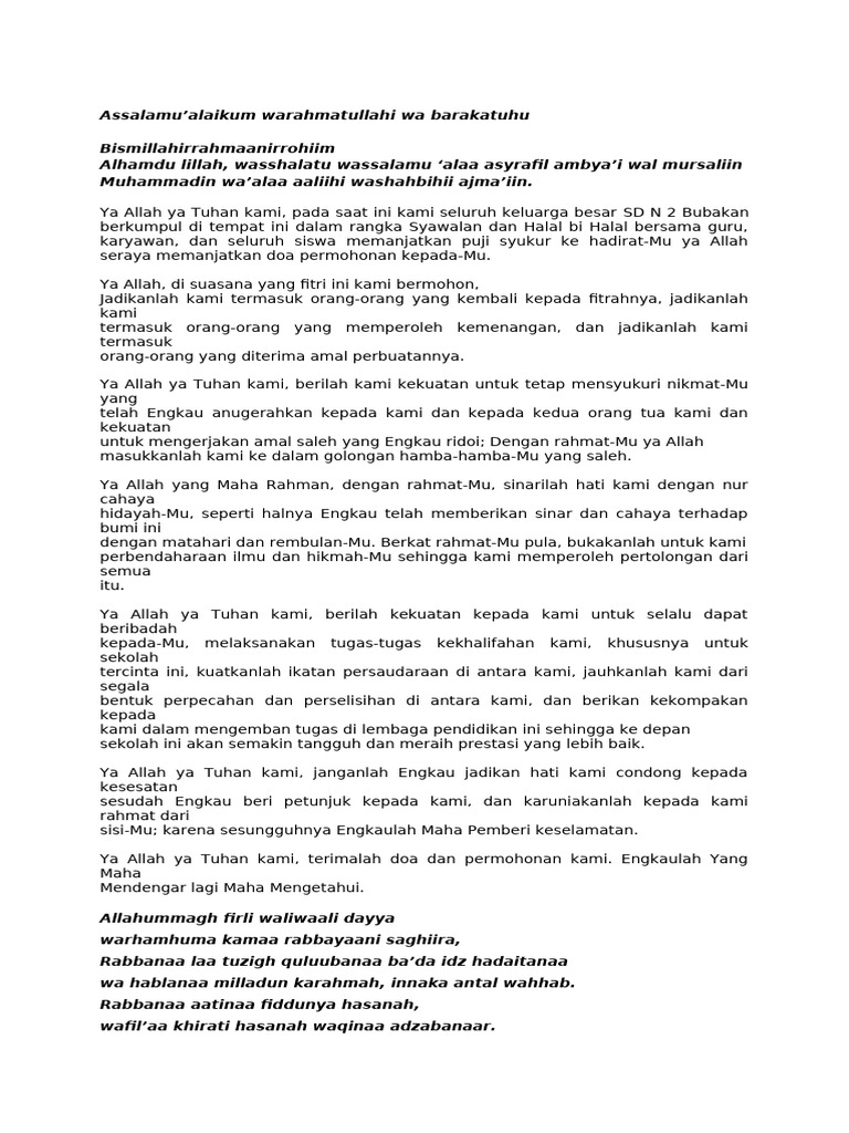 doa halal bihalal | PDF