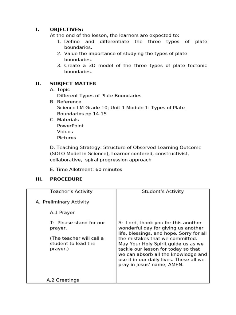 Plate Boundaries DLP COT 1 | PDF | Plate Tectonics | Geology