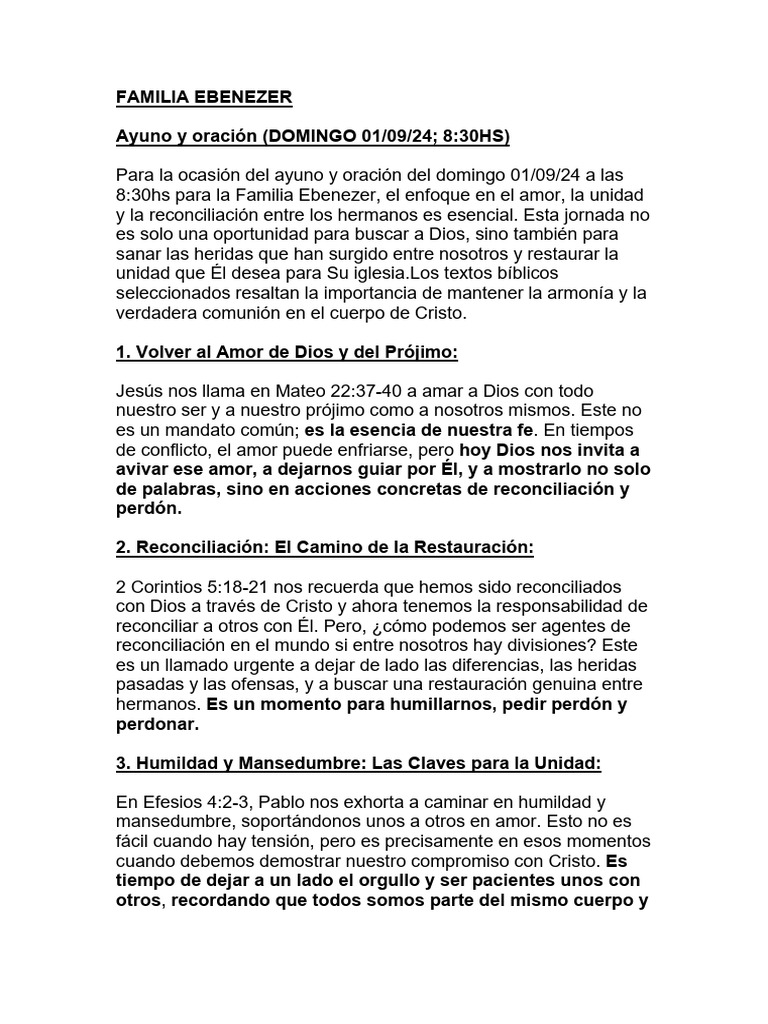 FAMILIA EBENEZER Ayuno y Oracion 01 de Septiembre.1724943696155 | PDF