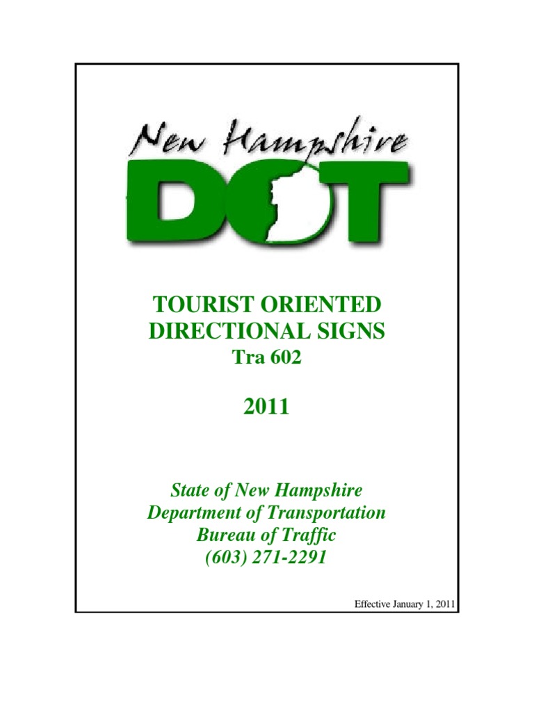 Tourist Oriented Directional Signs: State of New Hampshire Department ...