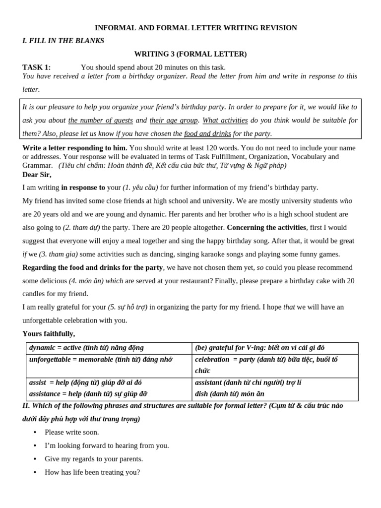 Letter Writing Revision | PDF
