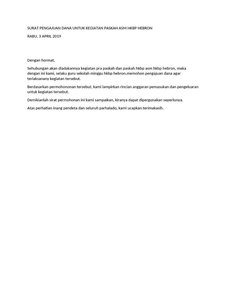 Surat Pengajuan Dana Asm | PDF