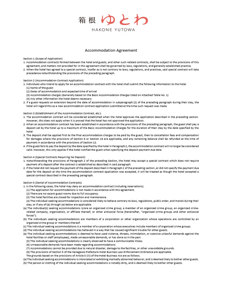 Accommodation-Contract Yw en | PDF