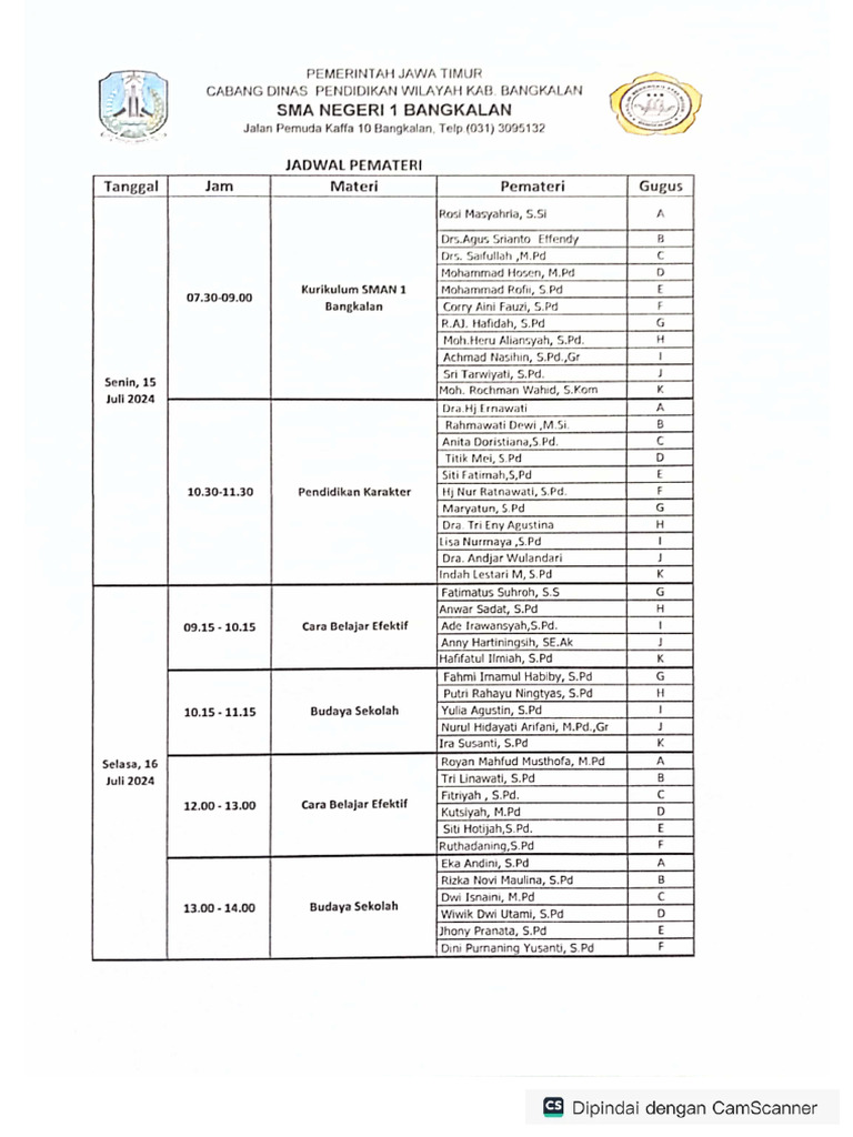 Jadwal Pemateri MPLS | PDF