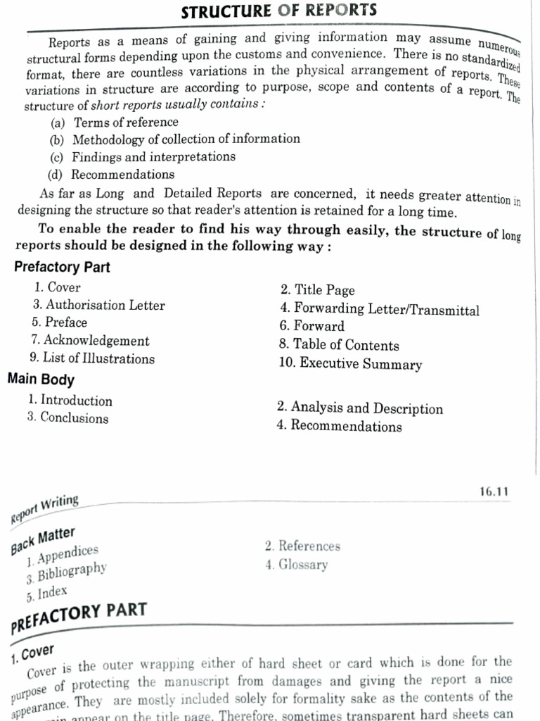 Structure of reports | PDF