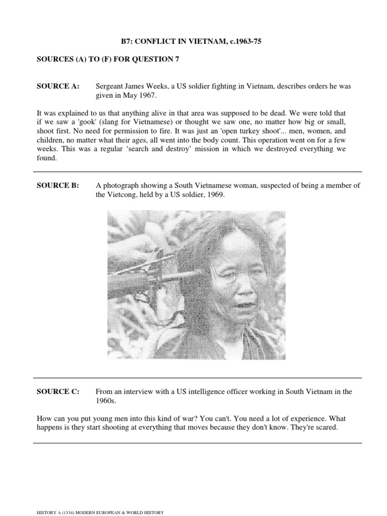 B7 Conflict in Vietnam History Gcse Paper | PDF