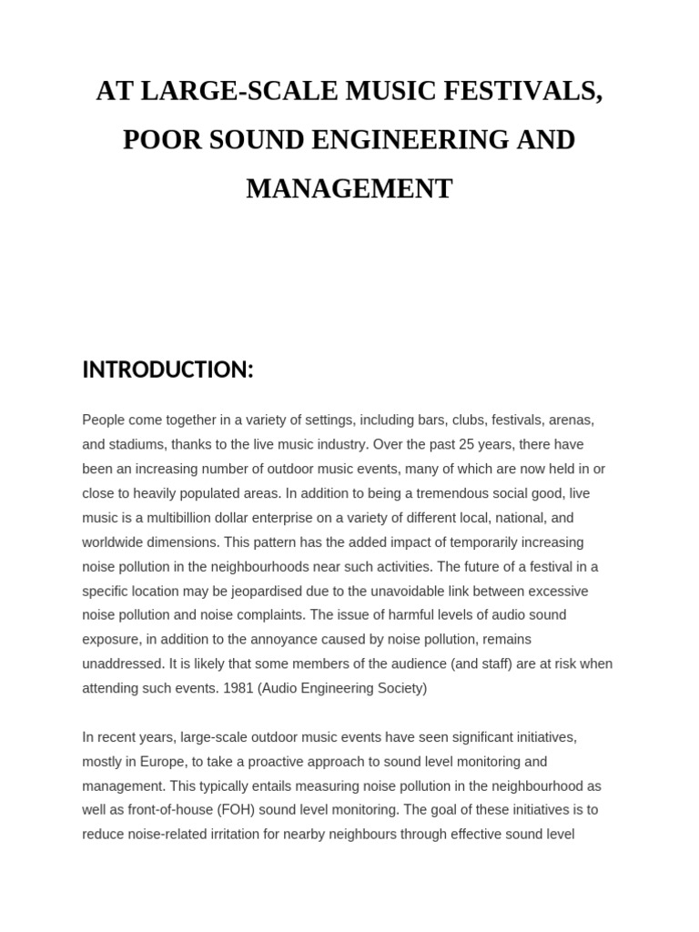 Sound engineering AT LARGE SCALE | PDF