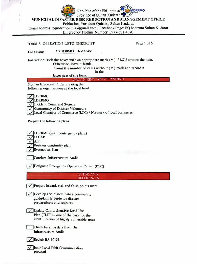 3.1 Operation Listo Accomplished Form | PDF