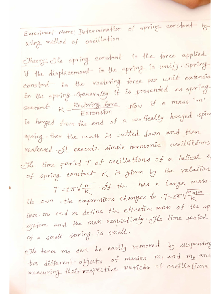Determination of Spring Constant | PDF