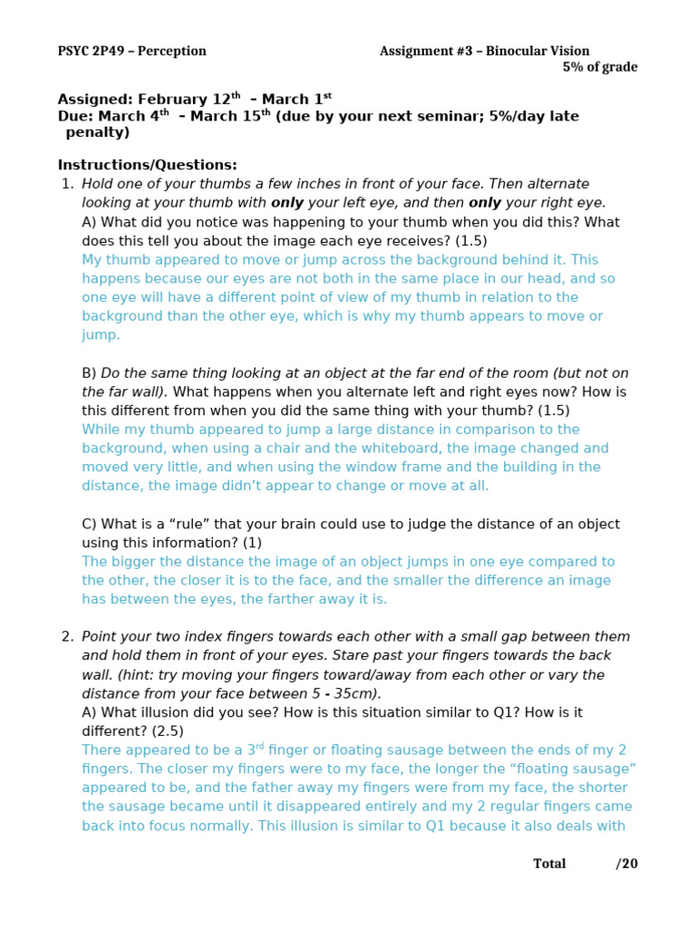 Binocular Vision Assignment 3 - Katelyn Whitfield | PDF