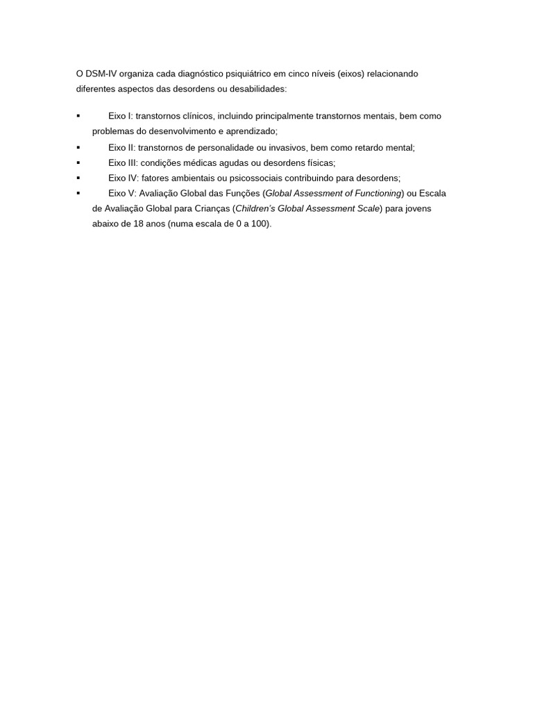 Eixos Dsm IV | PDF