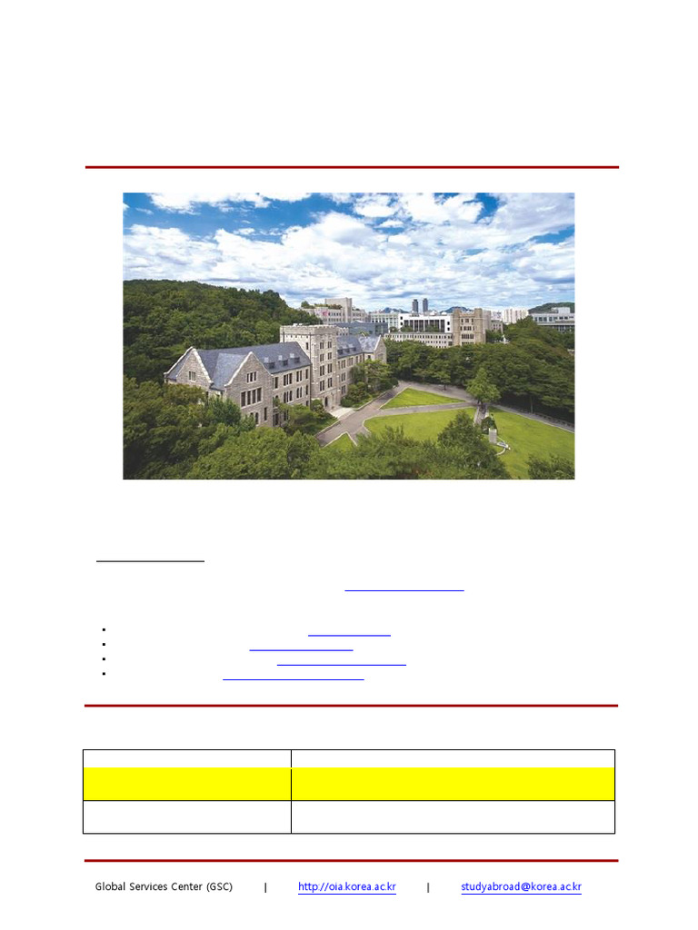 Korea University 2024 Fall Factsheet (Exchange Program Guidelines) | PDF