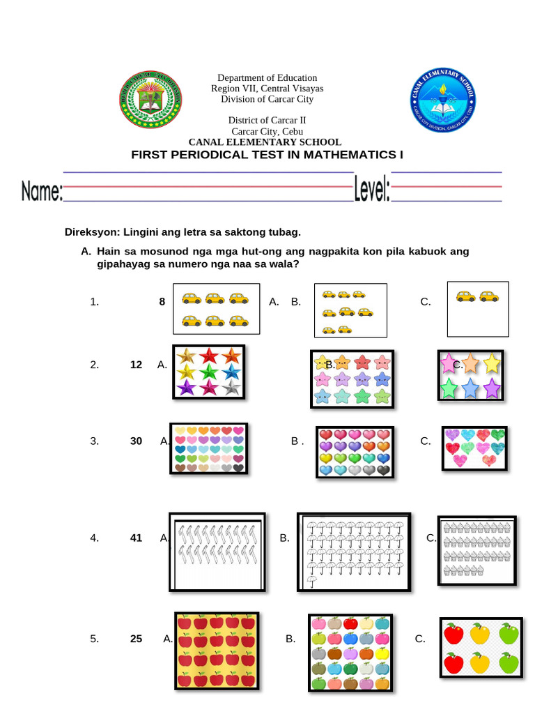 math 1st quarter test | PDF