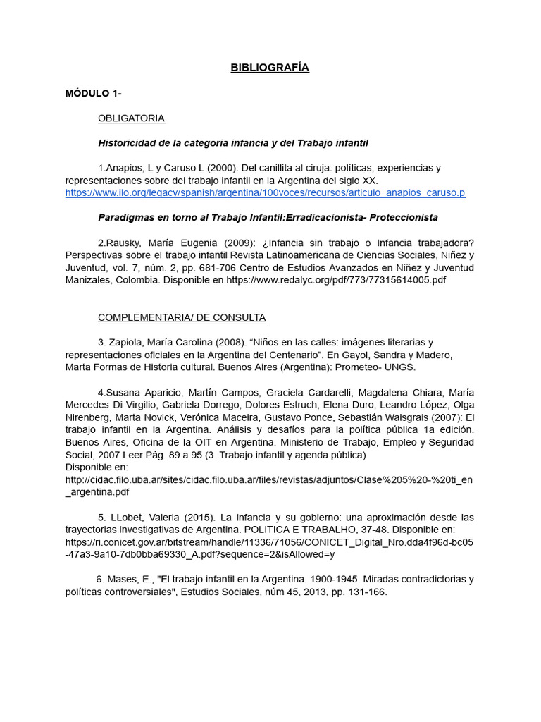 Bibliografía Obligatoria y Complementaria Mód. 1 | PDF