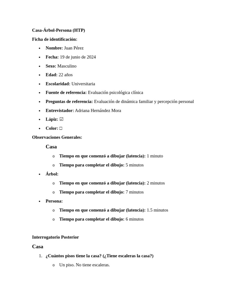 Test Proyectivo HTP Casa-Árbol-Persona .Carlos Andrés | PDF | Arboles