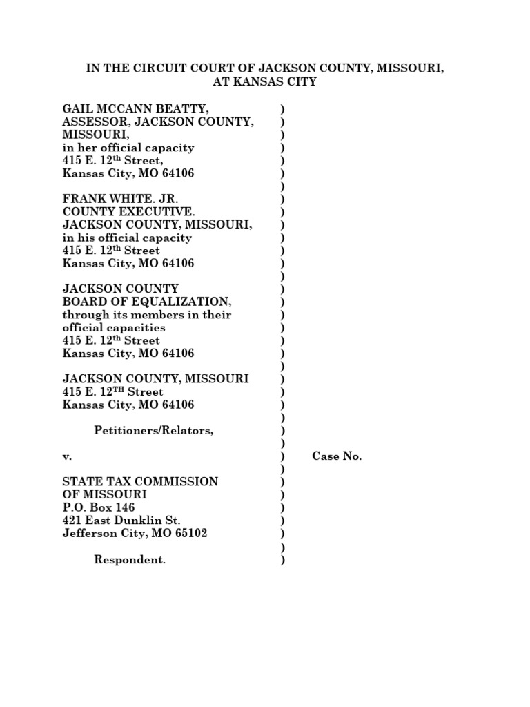 Jackson County Tax Assessment Petition | PDF