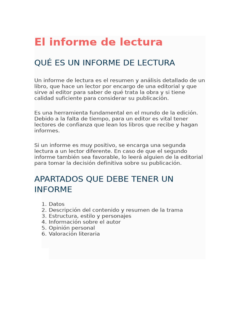 El Informe De Lectura Pdf 4696