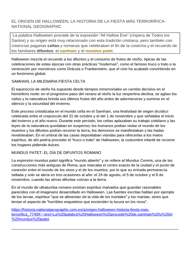 EL ORIGEN DE HALLOWEEN | PDF