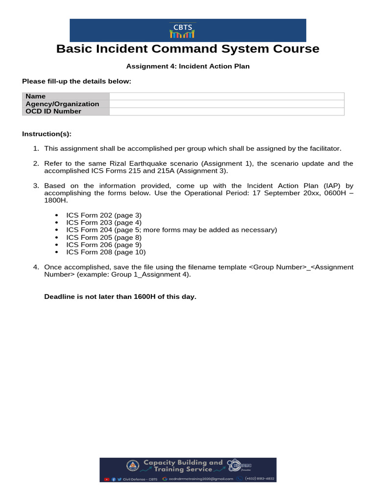 G4 Assignment 4 Incident Action Plan - 1612497121 | PDF