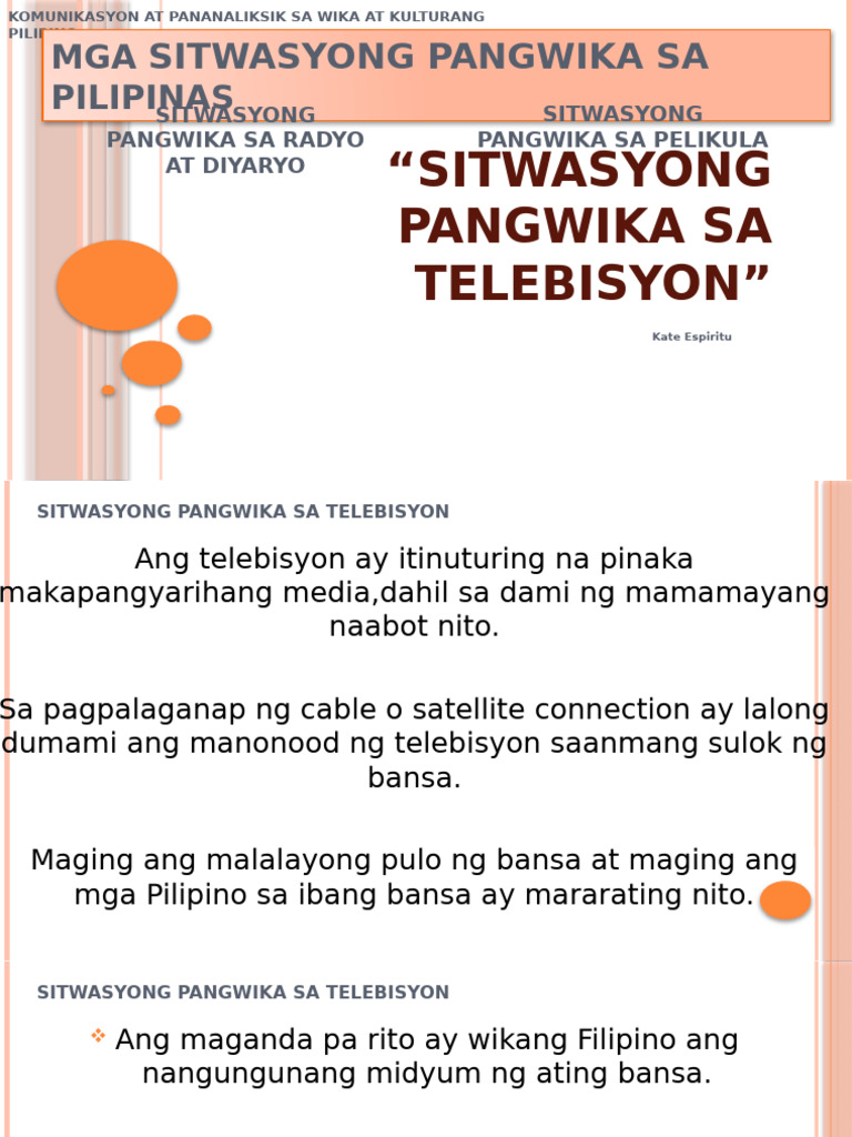 Sitwasyong Pangwika Sa Telebisyon | PDF