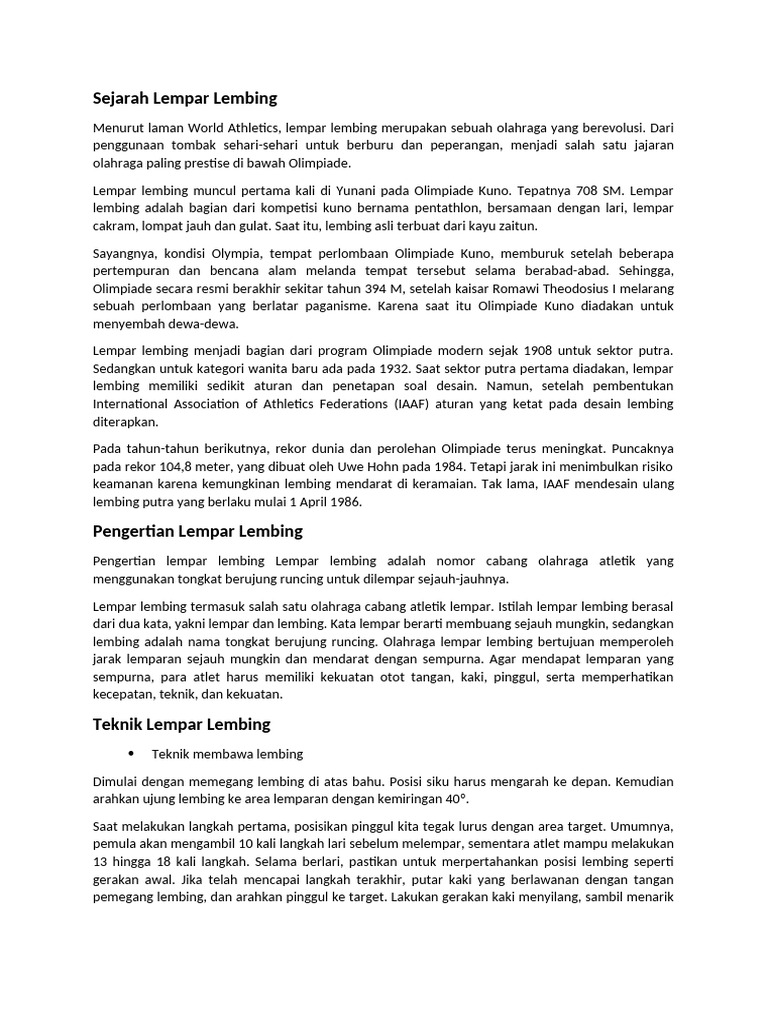 Lempar Lembing | PDF