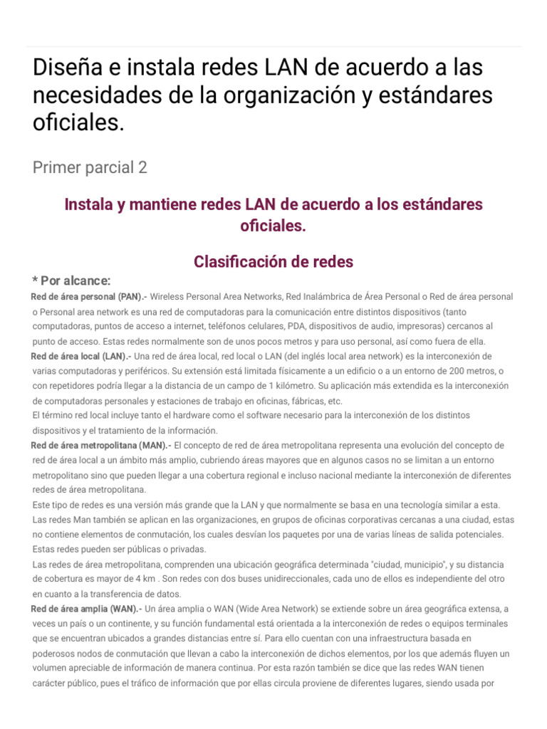 Diseña e Instala Redes LAN de Acuerdo A Las Necesidades de La ...