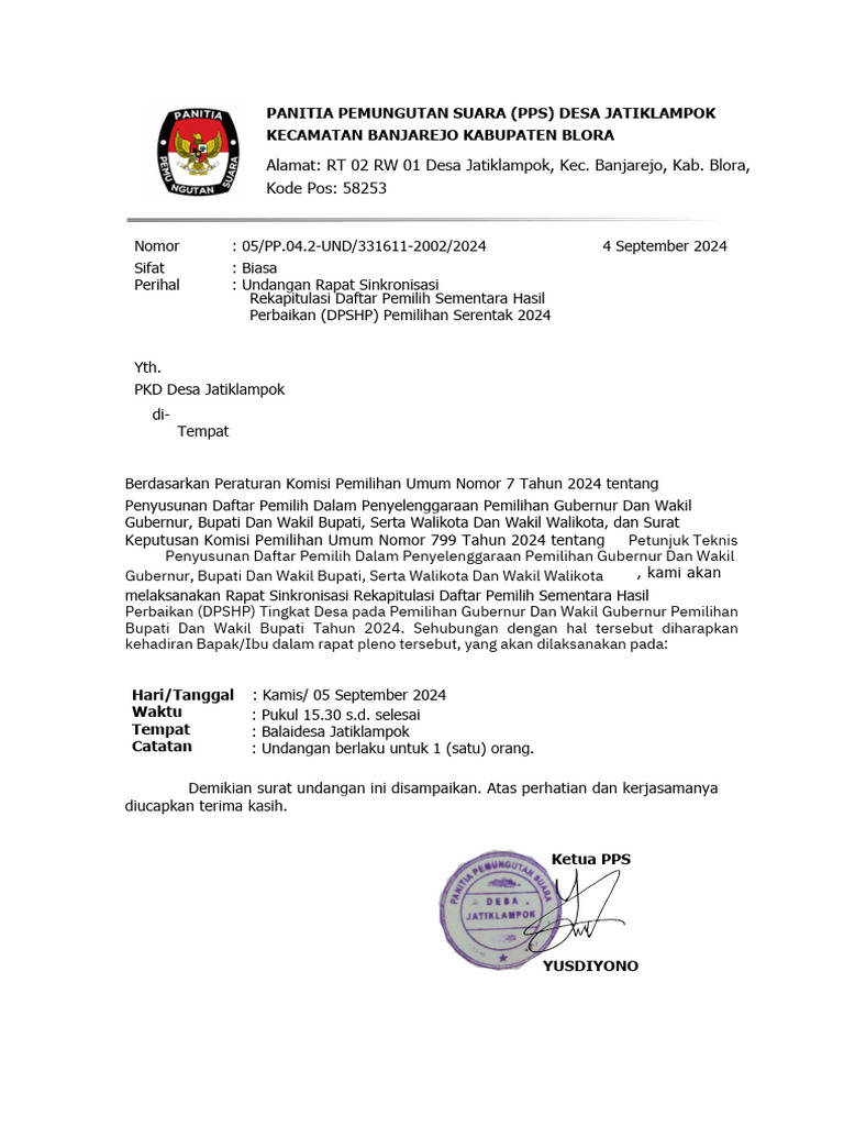 Undangan DPSHP PPS | PDF