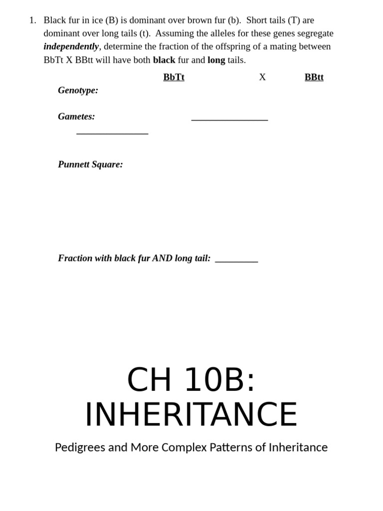 Ch. 10B POWERPOINT - Pedigrees and Complex Patterns of Inheritance | PDF