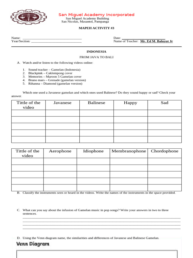 Mapeh 8 Activity#2 | PDF