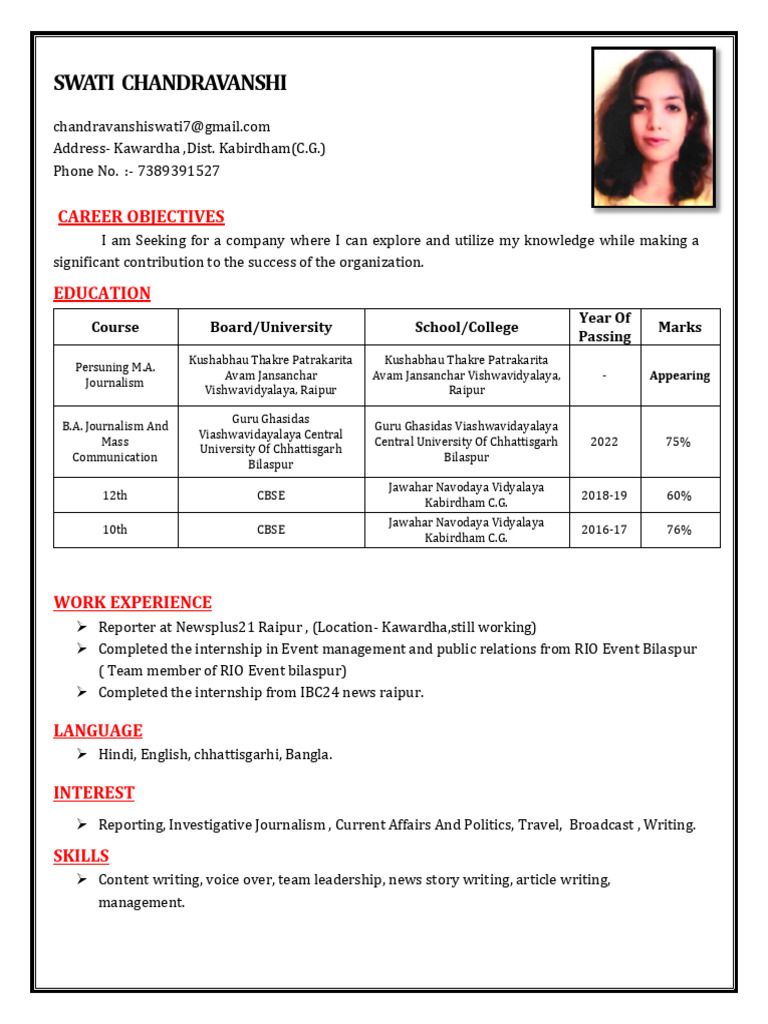Swati Chandravanshi Resume | PDF | Religion & Spirituality