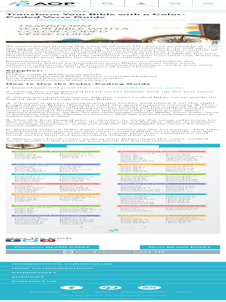 Transform Your Bible With A Color-Coded Verse Guide - AOP Homeschooling | PDF
