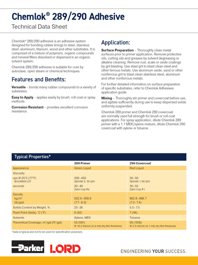 Datasheet---Chemlok289--290(EnglishUS)_DS3137 | PDF