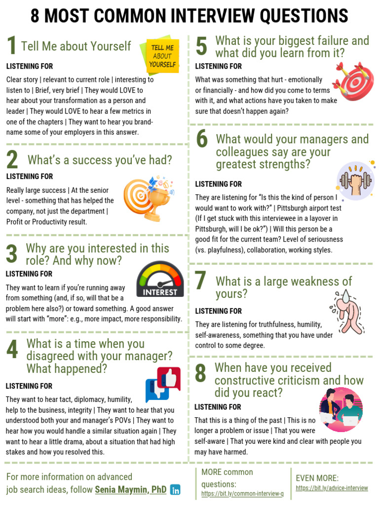 8 Most Common Interview Questions - Senia-Dot-Com | PDF