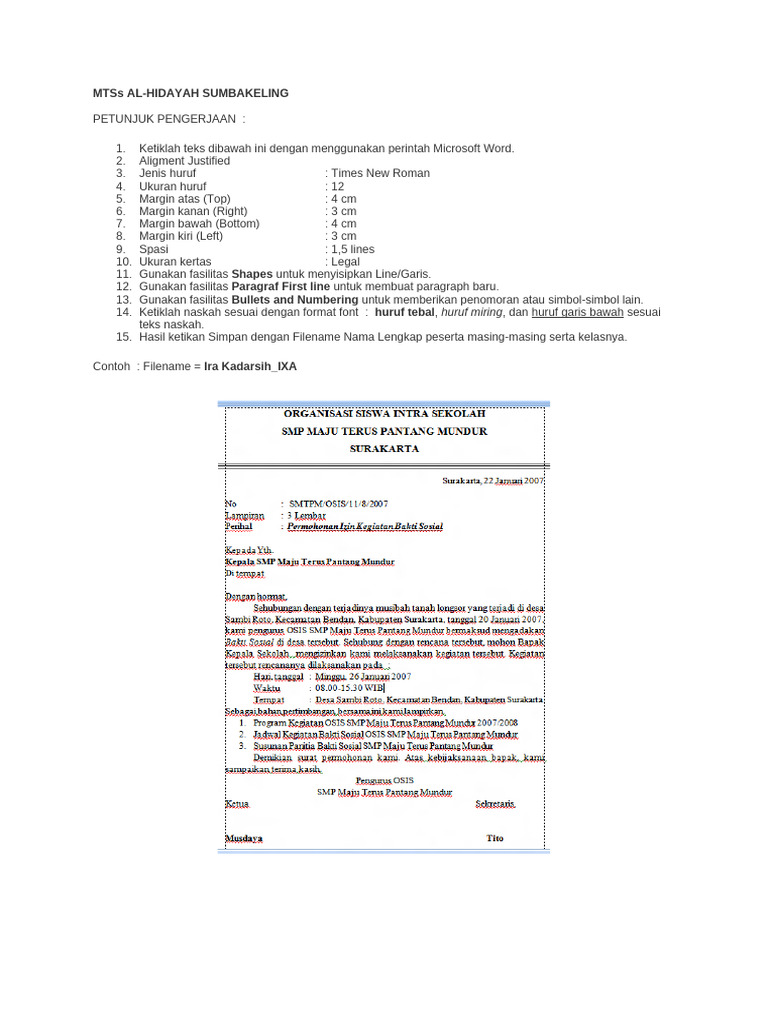 Mtss Al-Hidayah Sumbakeling: Huruf Miring | PDF