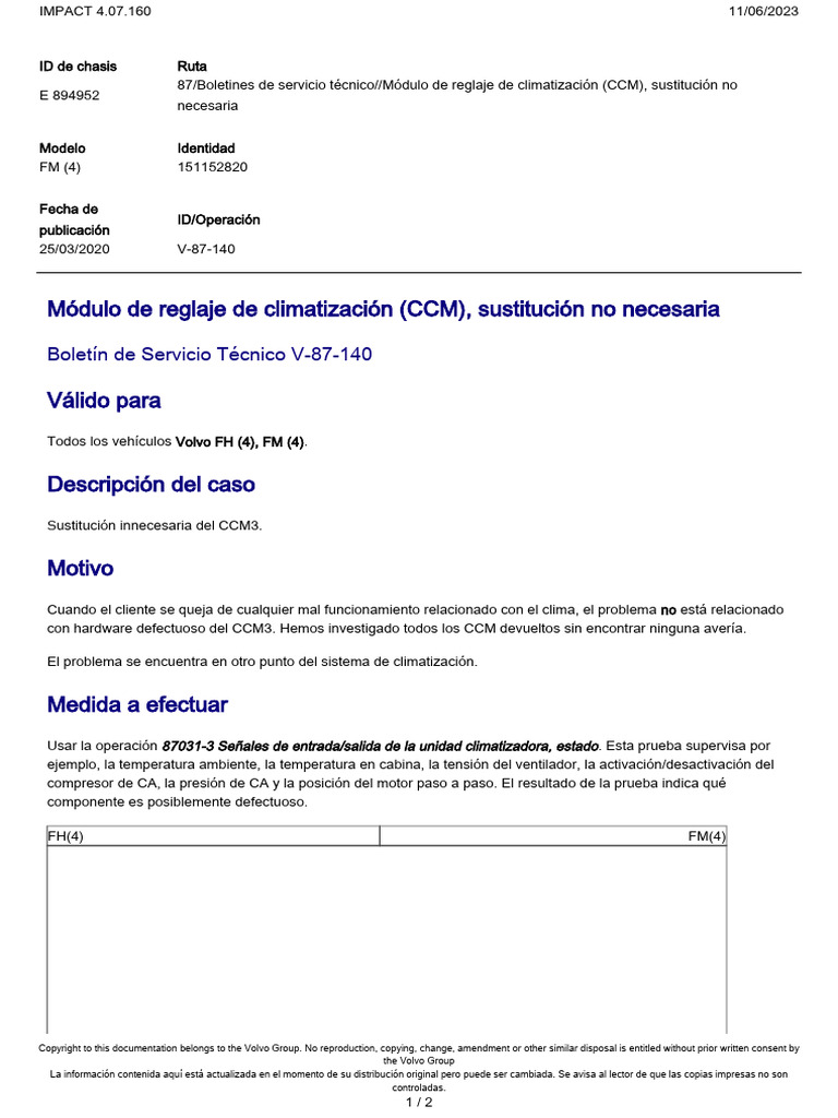 Modulo de Reglaje de Climatizacion (CCM), Sustitucion No Necesaria | PDF