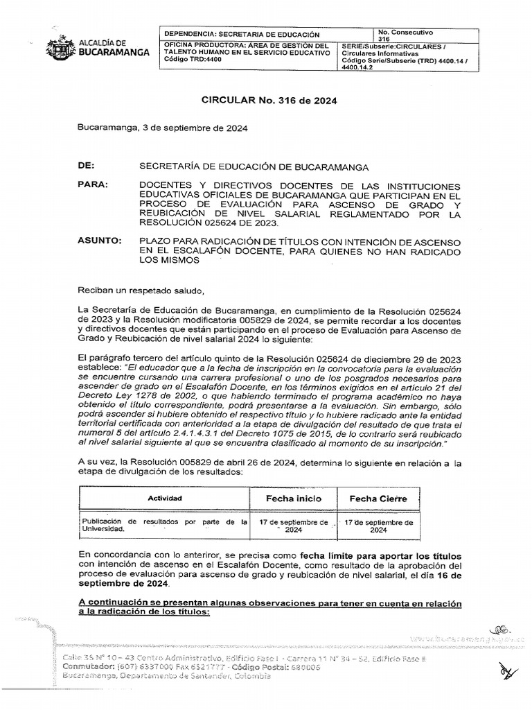 Circular 316 Titulos Seb | PDF