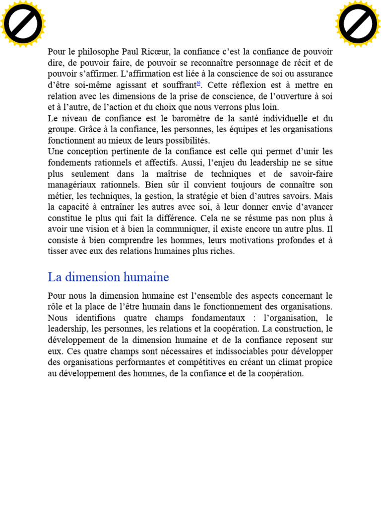 Leadership Et Confiance Jouer Collectif Parler Vrai Être Humain - 55 | PDF