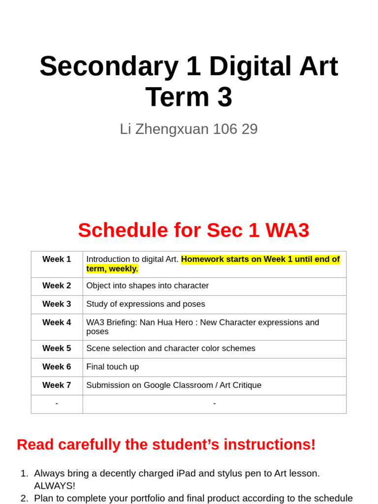 Secondary 1 Digital Art Portfolio | PDF