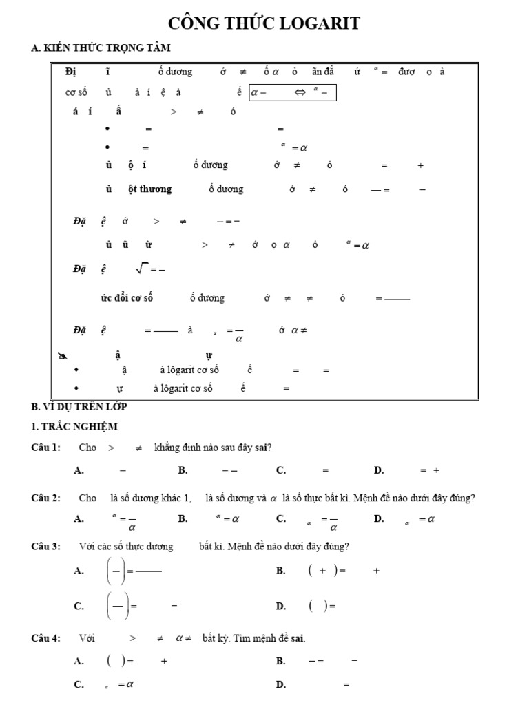 Công Thức Loga | PDF