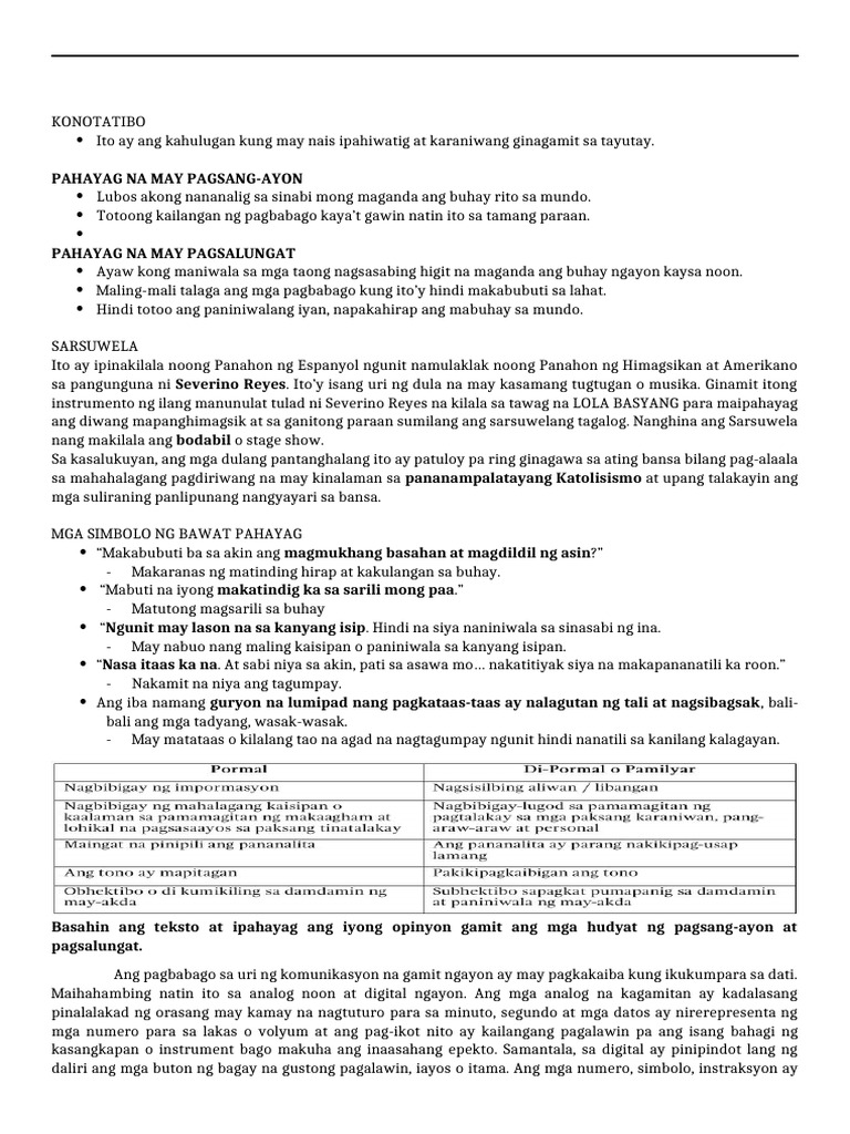 Filipino 8 - Pointers | PDF